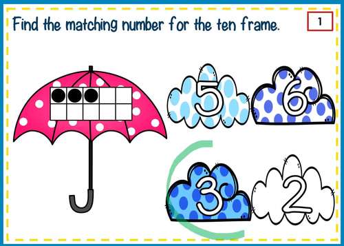 Spring Numbers, Number Words & Ten Frames BOOM & Task Cards Match Game