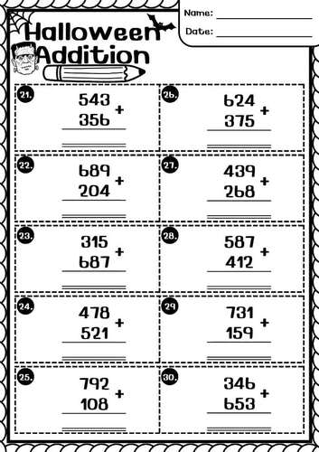 Halloween Math Worksheets - Addition, Subtraction, and Comparing Numbers
