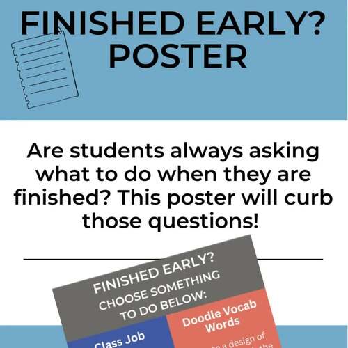 Things for Students to do When They Finish Early by ShipleyMade