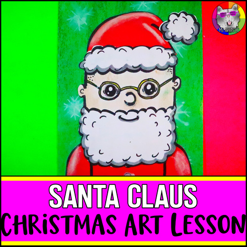 Christmas Art Lesson, Santa Claus Art Project Activity for Elementary