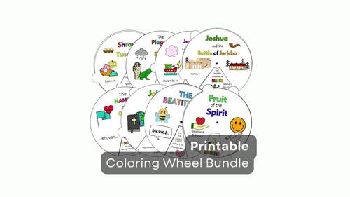 Sunday School Coloring Wheel Bundle, 32 Printable Sunday School ...