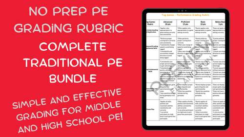 No Prep PE: Complete Traditional PE Games Grading Rubric Bundle Middle ...