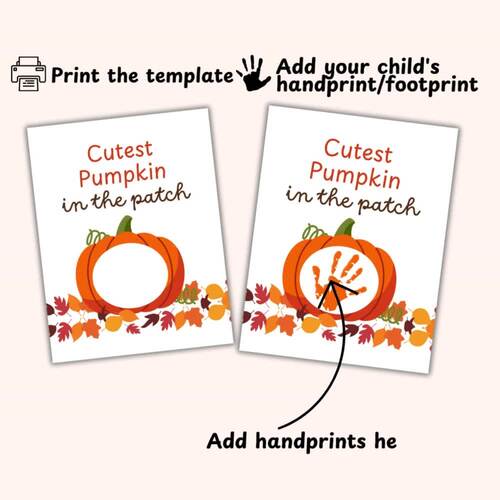 Pumpkin Patch Handprint Craft Template | Fall Activities | Fall Craft Kids