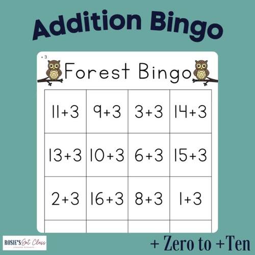 Addition within 20 Bingo Cards for Games for Math Centers to Build Fact ...