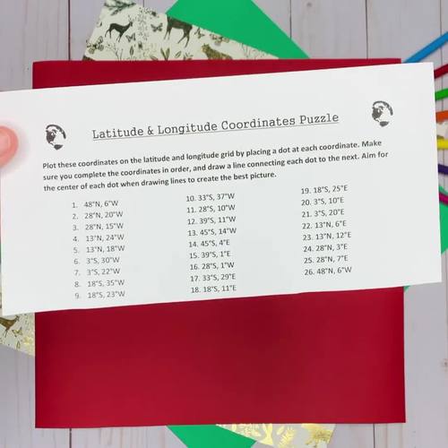 Latitude and Longitude Worksheet Practice Geography Activity Christmas ...
