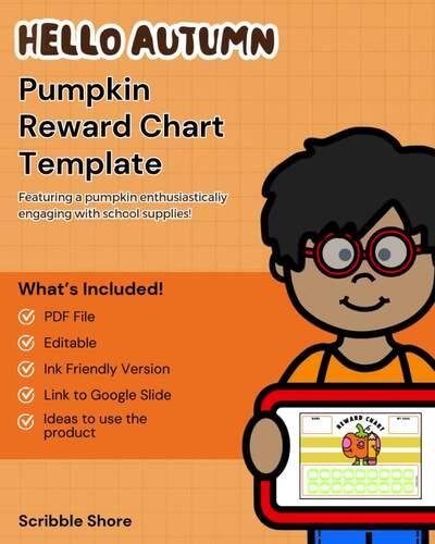 Editable Pumpkin School Supplies Reward Chart by Scribble Shore | TPT