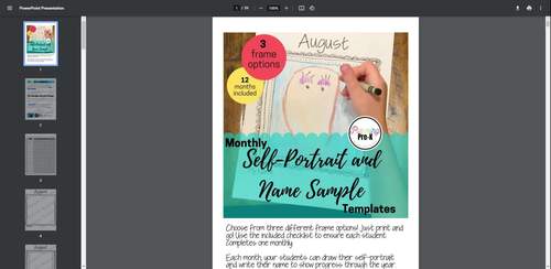Monthly Self-Portrait and Name Sample Templates for Portfolios | TPT