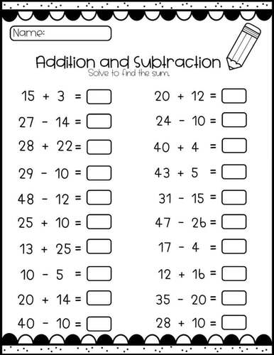 Addition and Subtraction within 50 worksheet | Math Facts Fluency