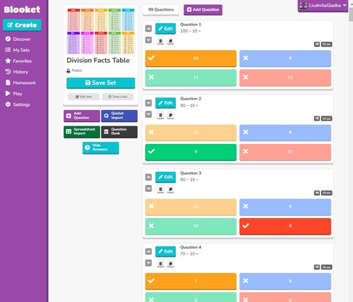 #Blooket // Complete Division Table (89 Questions) by Liudmyla Hladka