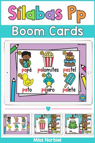 Sílabas con P Boom Cards | Spanish Syllables pa pe pi po pu by Miss Norbiel
