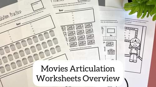 Movie Themed Speech Therapy Activities No Prep Articulation Worksheets