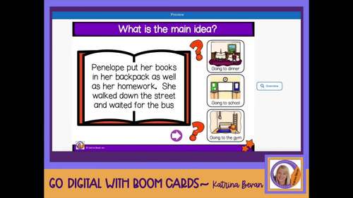 Boom™ Cards: What is the main idea? Comprehension Cards by Katrina Bevan