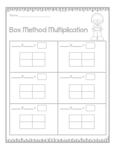 Box Method MultiplicationTemplate |Area Model Multiplication Template ...