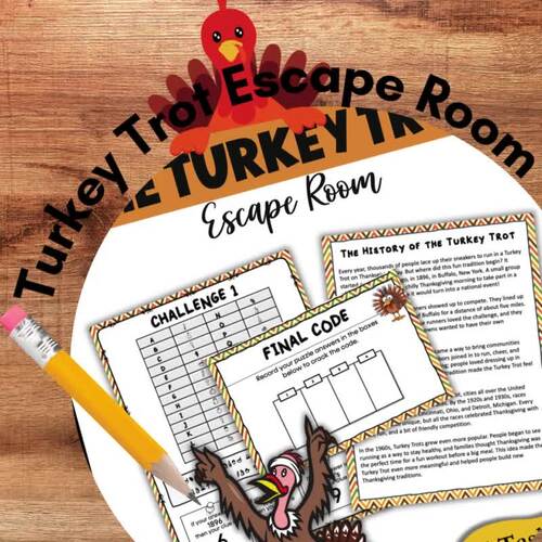 The Turkey Trot Escape Room Reading Activity ELA by Aspiring Owls Resources