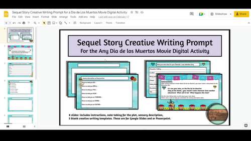 Halloween Dia de Los Muertos Sequel Story Writing Prompt Digital Activity