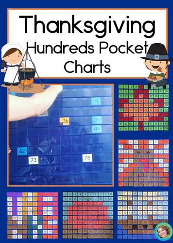 Thanksgiving 100 Chart Mystery Pictures for Hundreds Pocket Charts ...