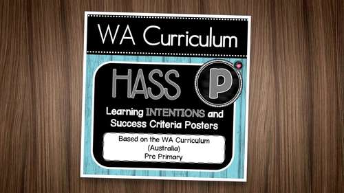 WA HASS Pre-Primary Learning INTENTIONS/GOAL Posters & EDITABLE Success ...