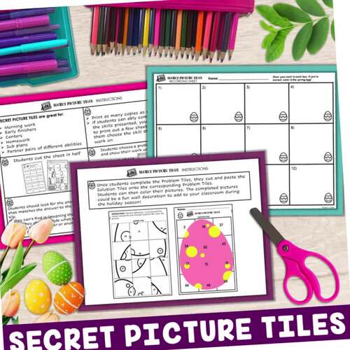 Spring Math Mystery Pictures Review Pack | Secret Picture Printables
