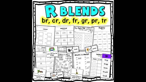 R Blends Worksheets br tr cr pr dr gr and fr Activities Sorts 160+ Pages