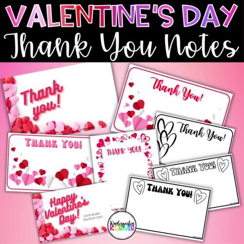 Valentine's Day Thank You Notes | EDITABLE Thank You Notes Cards