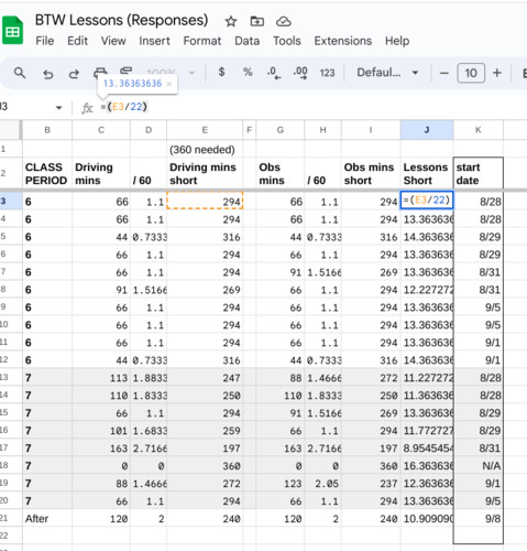 Drivers Education - Behind-the-wheel Unit - Automated Record Keeping