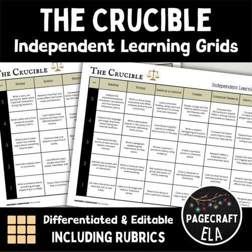 The Crucible by Miller Independent Study Grids of Activity Choices with ...
