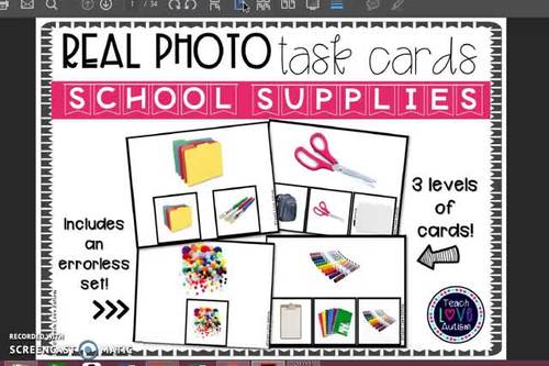 Real Photo Task Cards: School Supplies by Teach Love Autism | TpT