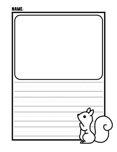 Autumn Primary Writing Paper with Picture Boxes, Lined Handwriting Pages