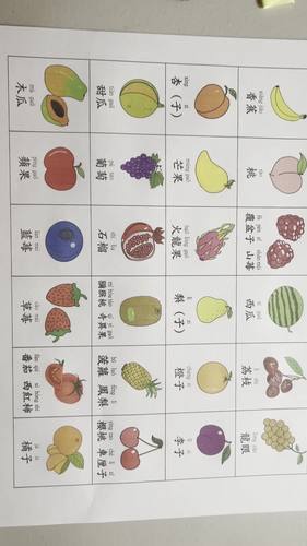 Fruits Chart-24 color fruits with traditional Chinese by Hop Mandarin
