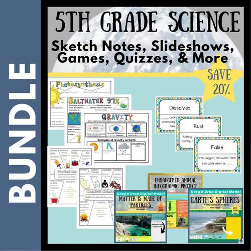 5th Grade Science Bundle - Interactive Science Notebook Sketch Notes ...
