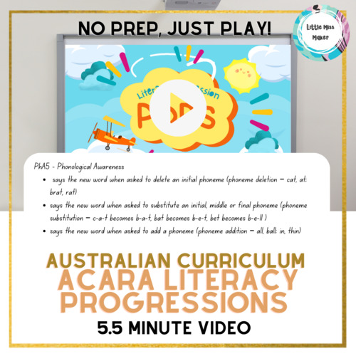 Literacy Progressions Video Australian Curriculum ACARA Phonological ...