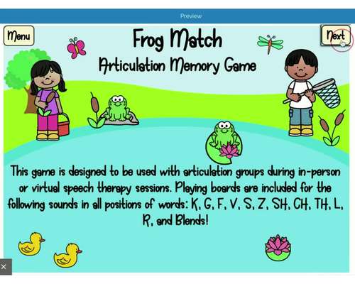 Frog Match Spring Articulation Memory Game Boom Cards™ Speech Therapy
