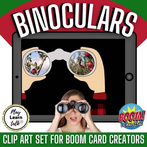 Hands Holding Binoculars - Clip Art for Boom Card Creators (Plaid Sweater)