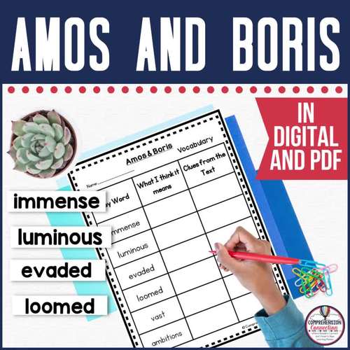 Amos and Boris by William Steig Reading Activities in Digital and PDF