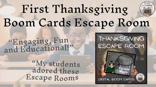 First Thanksgiving BOOM Cards Escape Room | Digital ELA Reading Activity
