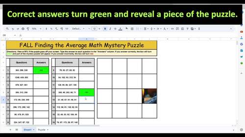 Finding the Average Mystery Picture Digital Math Activity by Mrs B ...
