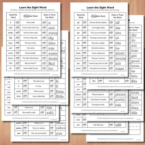 Learn the Sight Word - Dolch Pre-Primer & Primer Pack | 92 Words