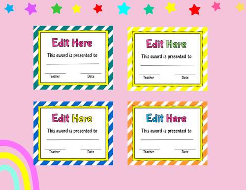 Printable End of the Year Awards, Editable Bright End of the Year Awards