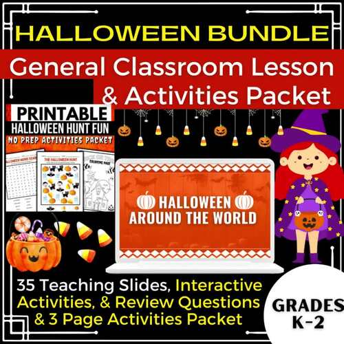 K-2 Halloween Bundle - General Classroom Lesson & Printable Activities ...
