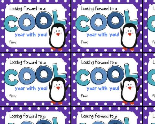 Penguin Beginning of Year Gift Tag- Looking forward to a COOL year with ...