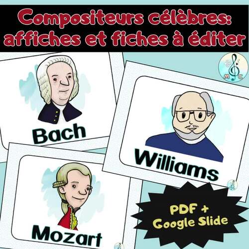 Compositeurs de musique célèbres: Affiches PDF & fiches Google Slide ...
