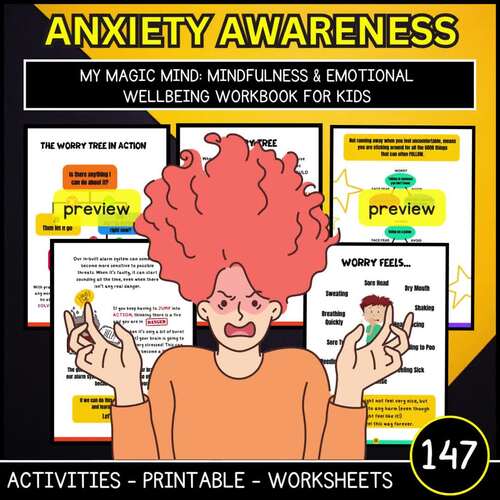 Anxiety worksheets : Mindfulness & Emotional Wellbeing Workbook for Kids