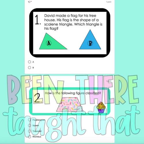 4th Grade Identify Triangles and Quadrilaterals SELF GRADING quizzes