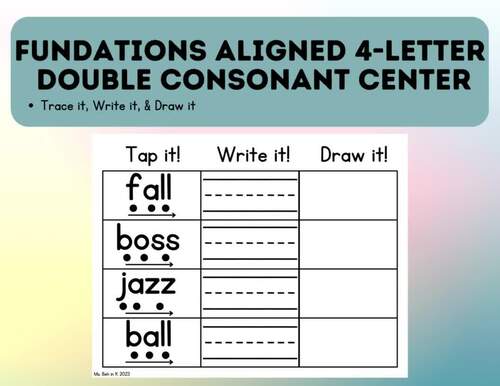 Fundations Aligned 4-Letter Double Consonant Center (Tap it, Write it ...
