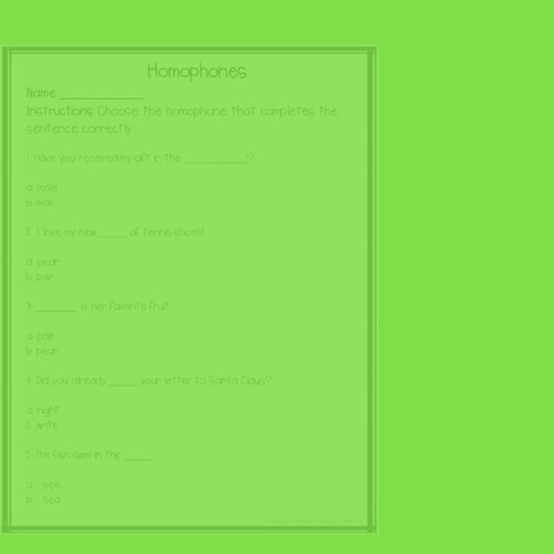 Homophones- Quiz and graphic organizer by Bilingual Teaching Made Easy
