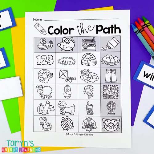 Beginning Sounds Worksheets | Color the Path by Taryn's Unique Learning