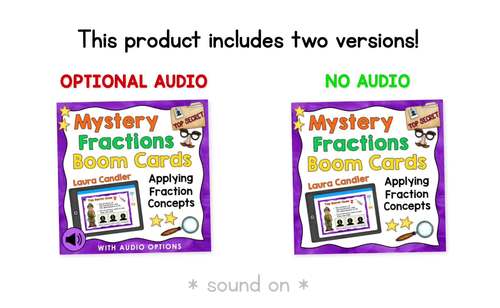Mystery Fraction Detectives Boom Cards (Self-grading with Audio Support)