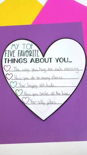Mother's Day Craft Card Adjective Heart Activity by Inspired Elementary
