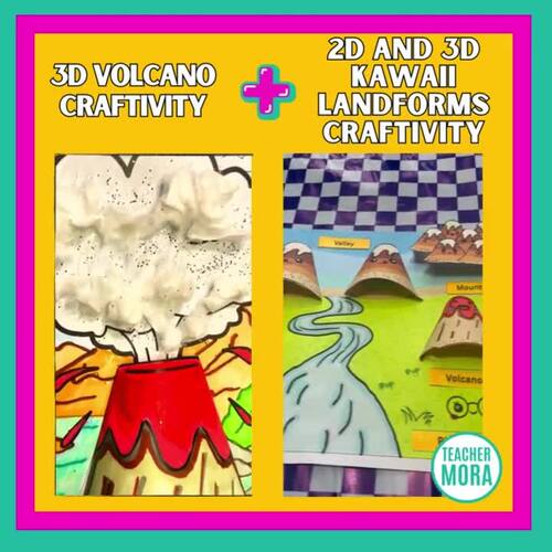 2D & 3D Kawaii Landforms Craft +3D Volcano Craft Activity | Earth ...