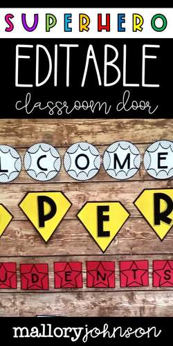 Superhero Bulletin Board or Door Decoration - Editable by Mallory Johnson